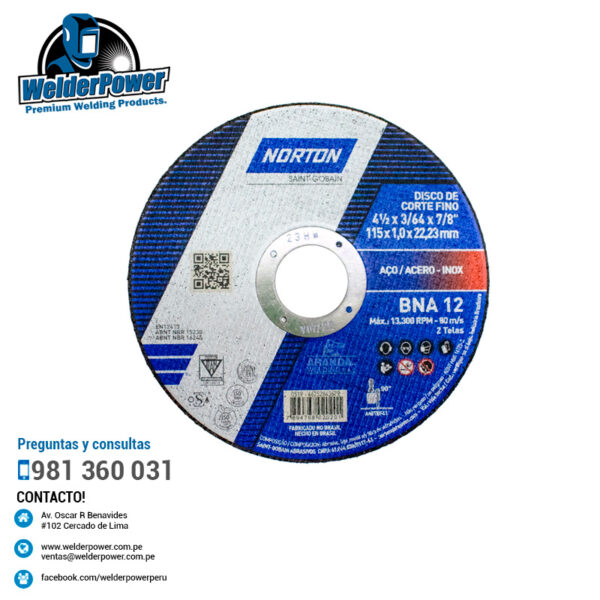 DISCO DE CORTE DE 4 1 2 X 3 32 X 7 8 WELDER POWER Premium Welding