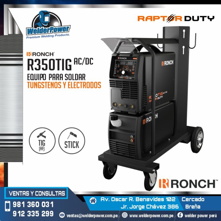 MAQUINA PARA SOLDAR RONCH R350TIG AC/DC - WELDER POWER - Premium welding products.